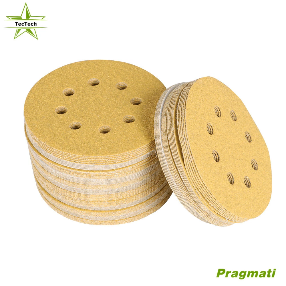 100Pcs 100 Grit 5 Inch 8 Holes Sanding Disc Hook And Loop Flocking ...