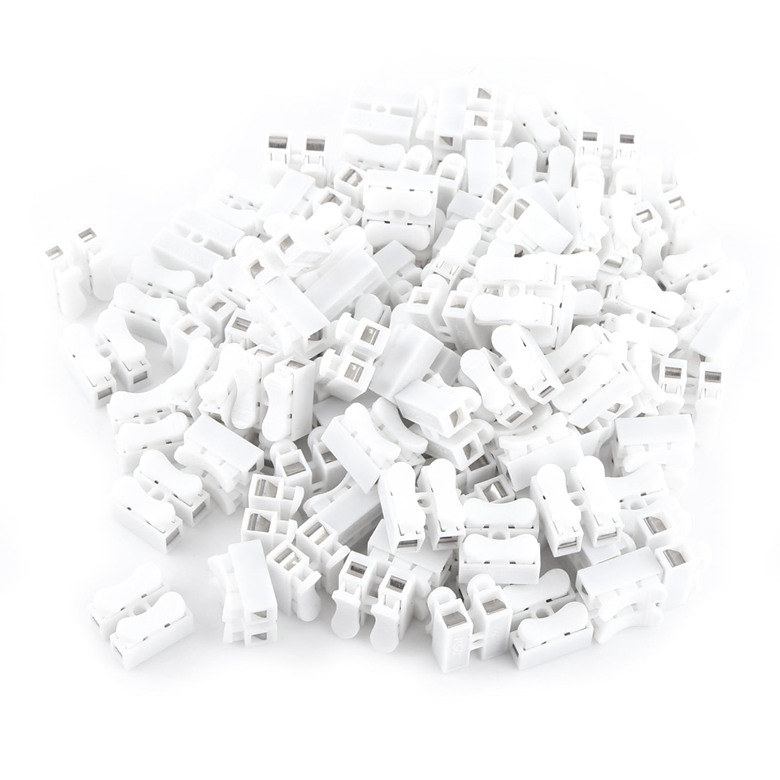 100Pcs 10A 220V 2 Pin Quick Connect Wire Terminals, White Push-In Cable ...