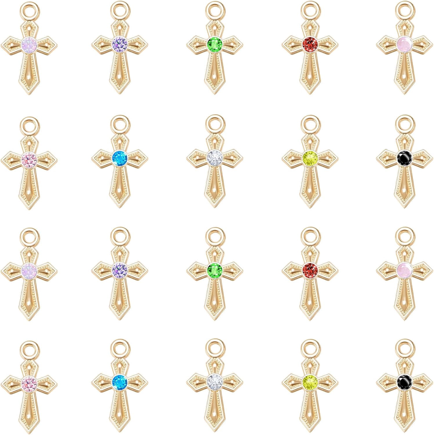 100Pcs 10Colors Rhinestone Tiny Cross Charms Alloy Crystal Mini ...