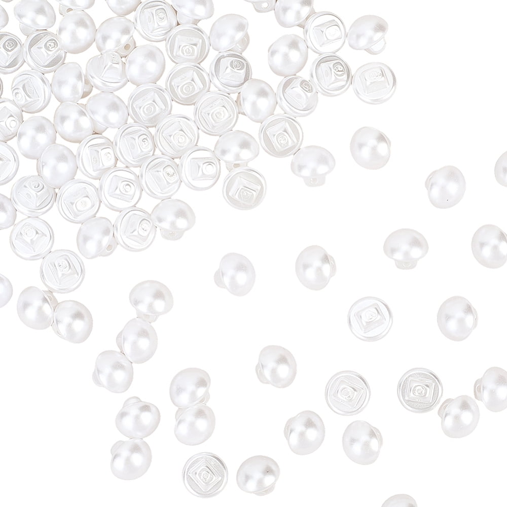 100Pcs 10MM 1 Hole Mini Small White Plastic Pearl Shank Buttons ...
