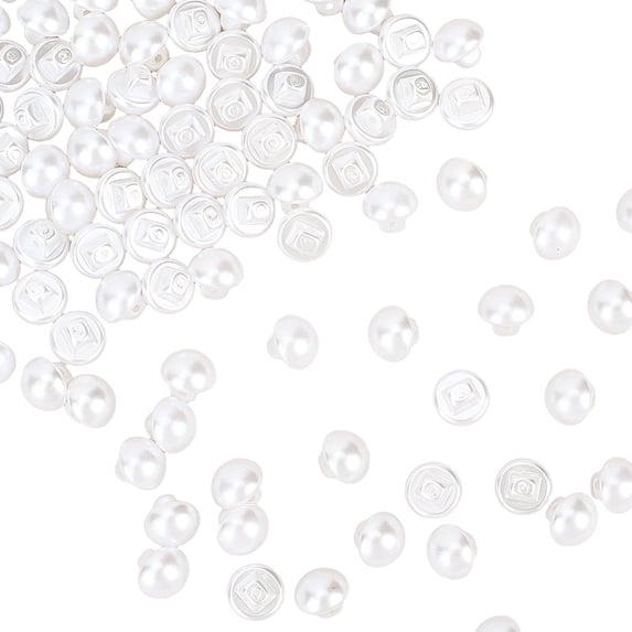 100Pcs 10MM 1 Hole Mini Small White Plastic Pearl Shank Buttons ...