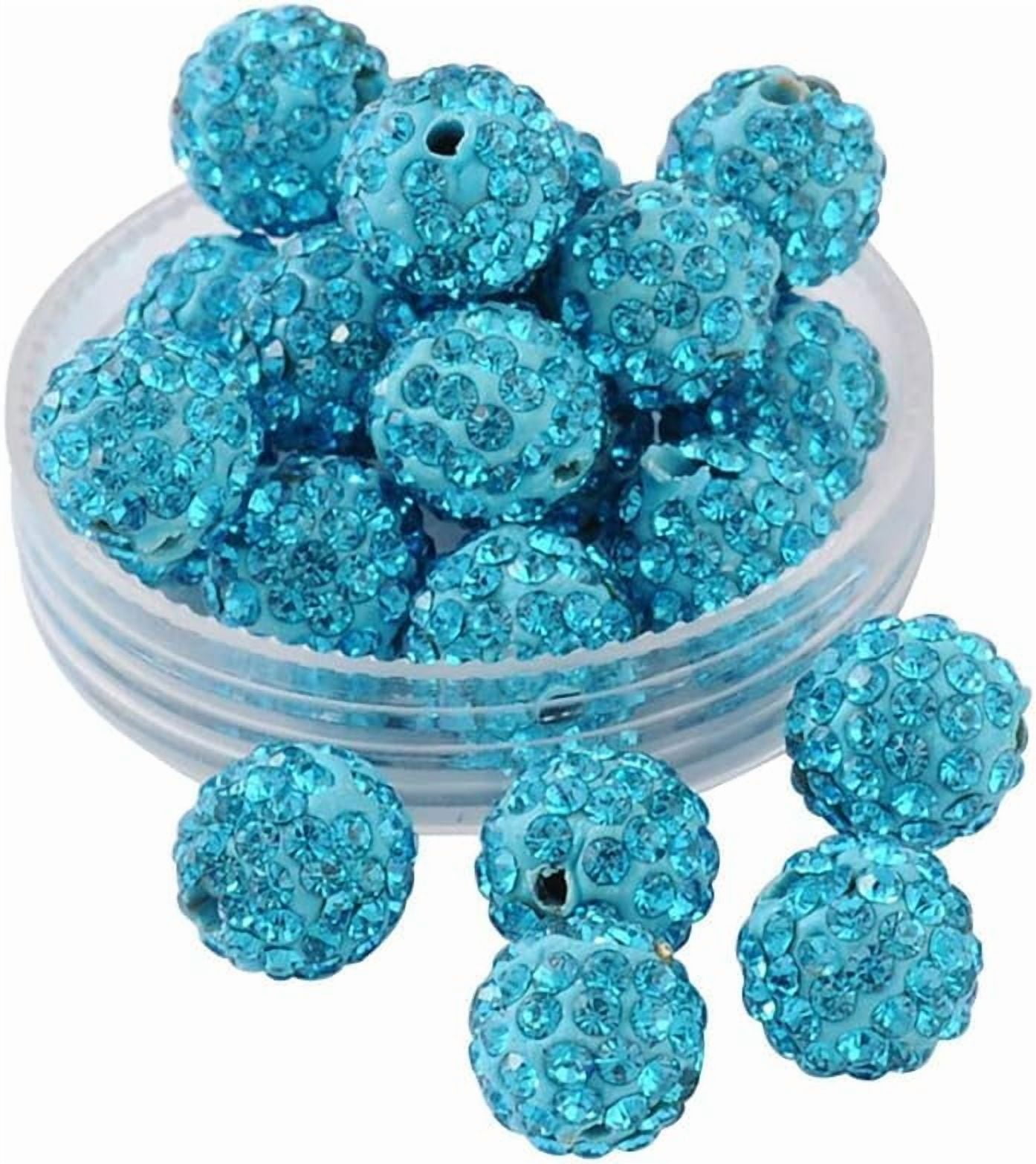 100Pcs 10mm Pave Disco Ball Charms 1.9~2mm Hyacinth Round Polymer Clay ...