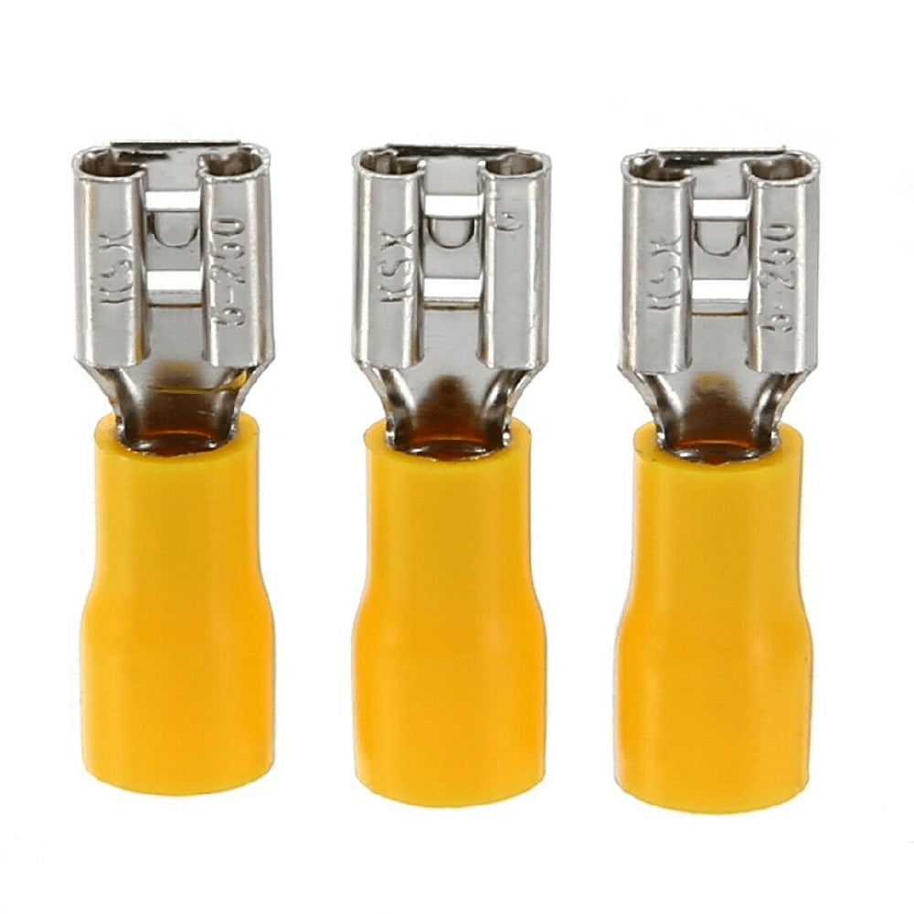 100Pcs 12-10 Gauge Female Spade Quick Disconnects Electric Wire ...