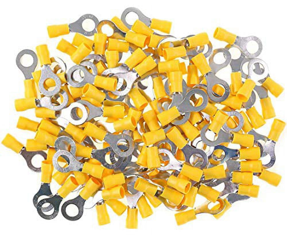 100Pcs 12-10AWG Insulated Terminals Ring Electrical Wire Crimp ...