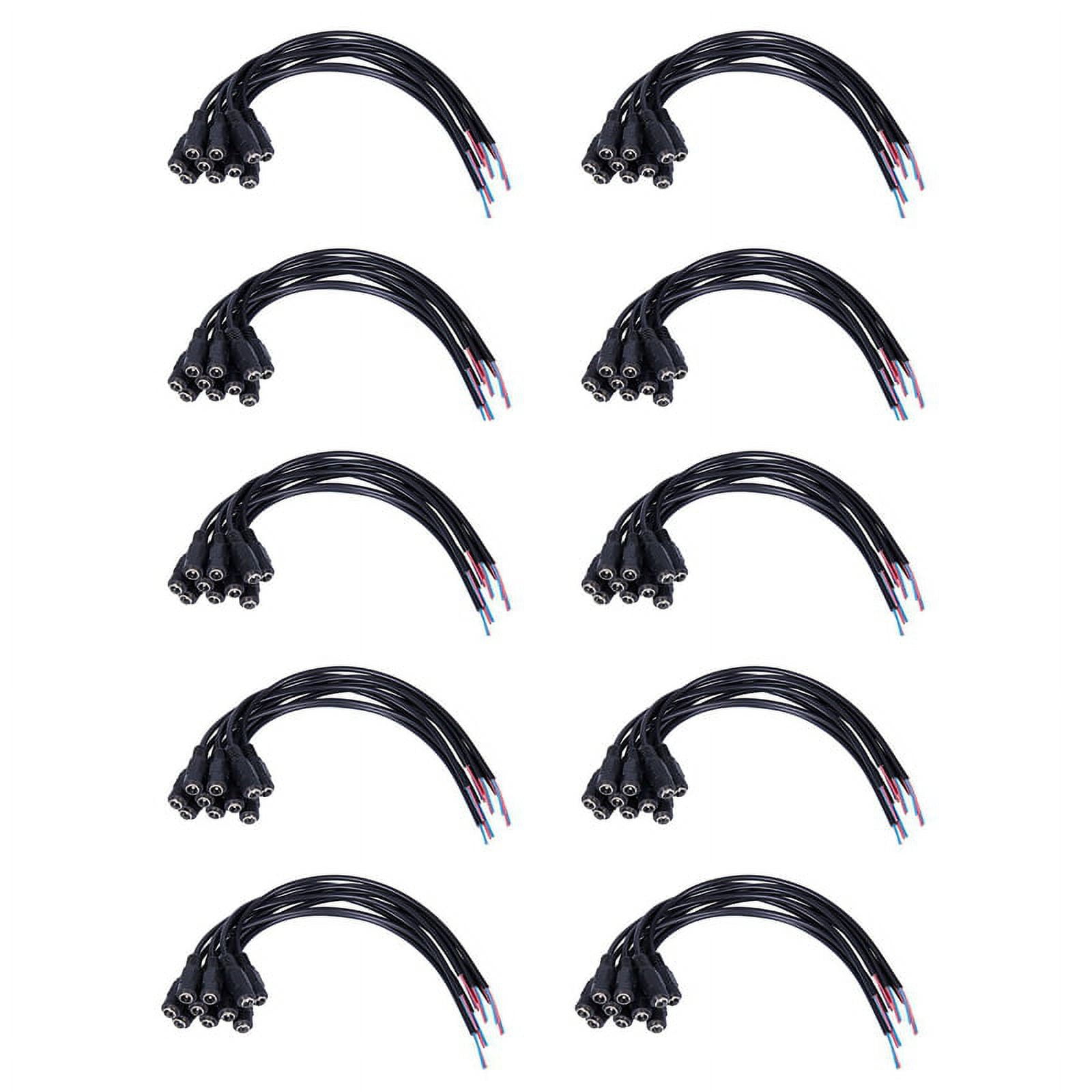 100Pcs 12V DC Power Plug Female Jack Plug Connector Cable 5.5X2.1mm ...