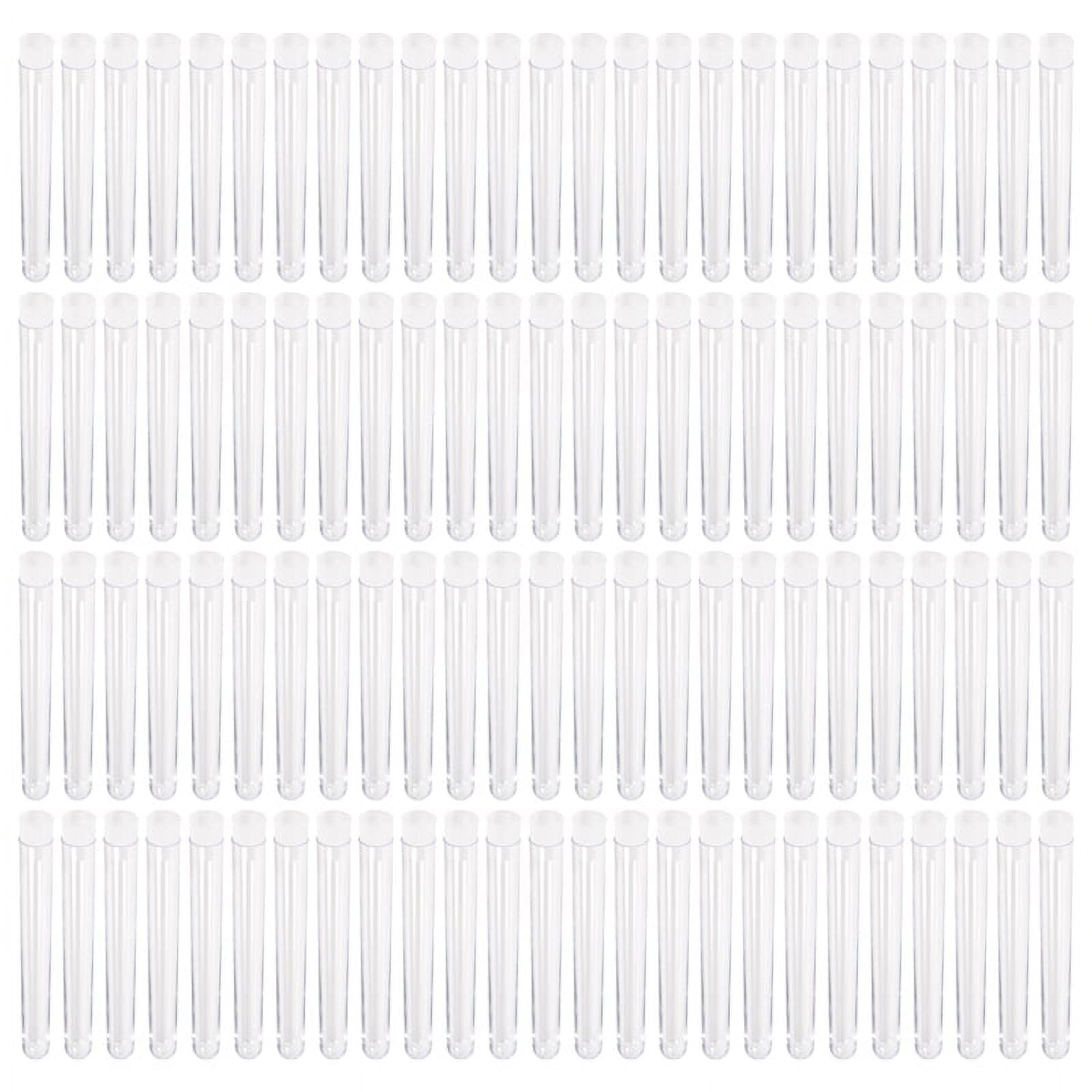 100Pcs 12X100mm Transparent Laboratory Clear Plastic Test Tubes Vials ...