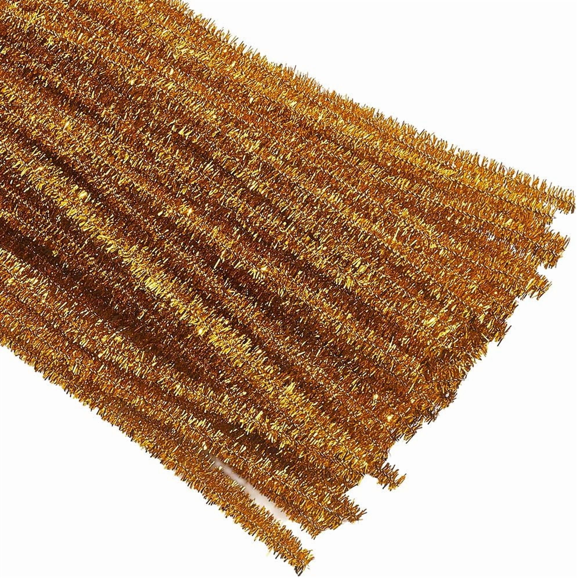 100Pcs 13.7In Golden Glitter Pipe Cleaners Chenille Stems Bling Bulk ...
