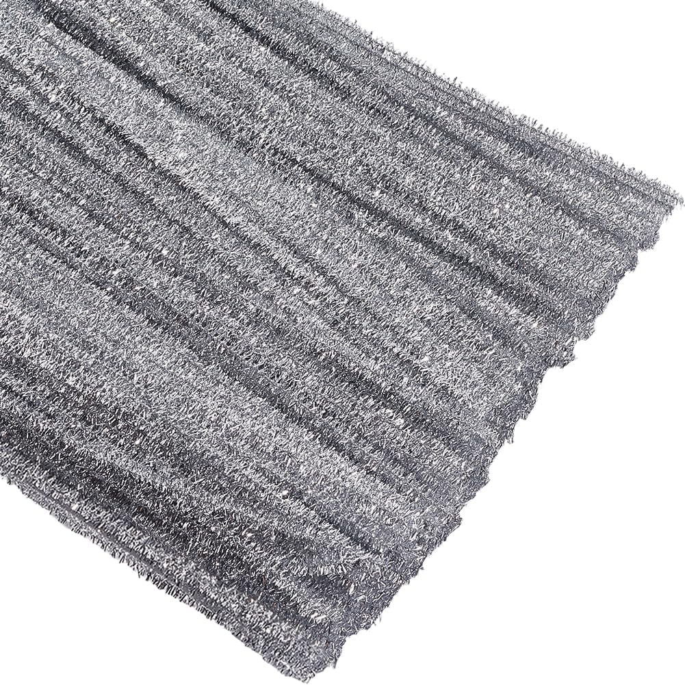 100Pcs 13.7In Sliver Glitter Pipe Cleaners Chenille Stems Bling Bulk ...