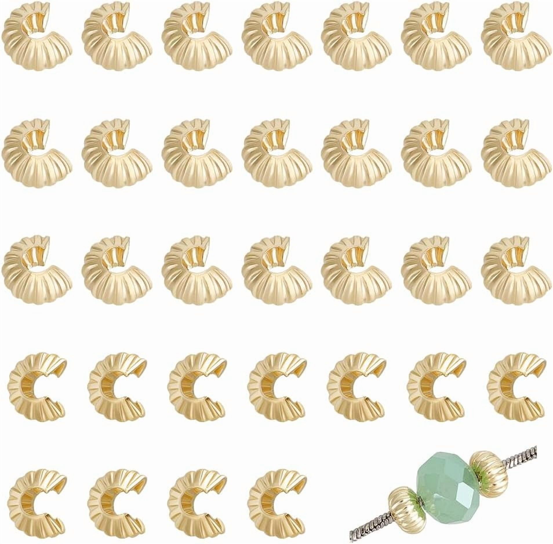 100Pcs 14K Gold Plated Brass Cover Beads 0.21x0.14Inch Crimp Bead Knot ...