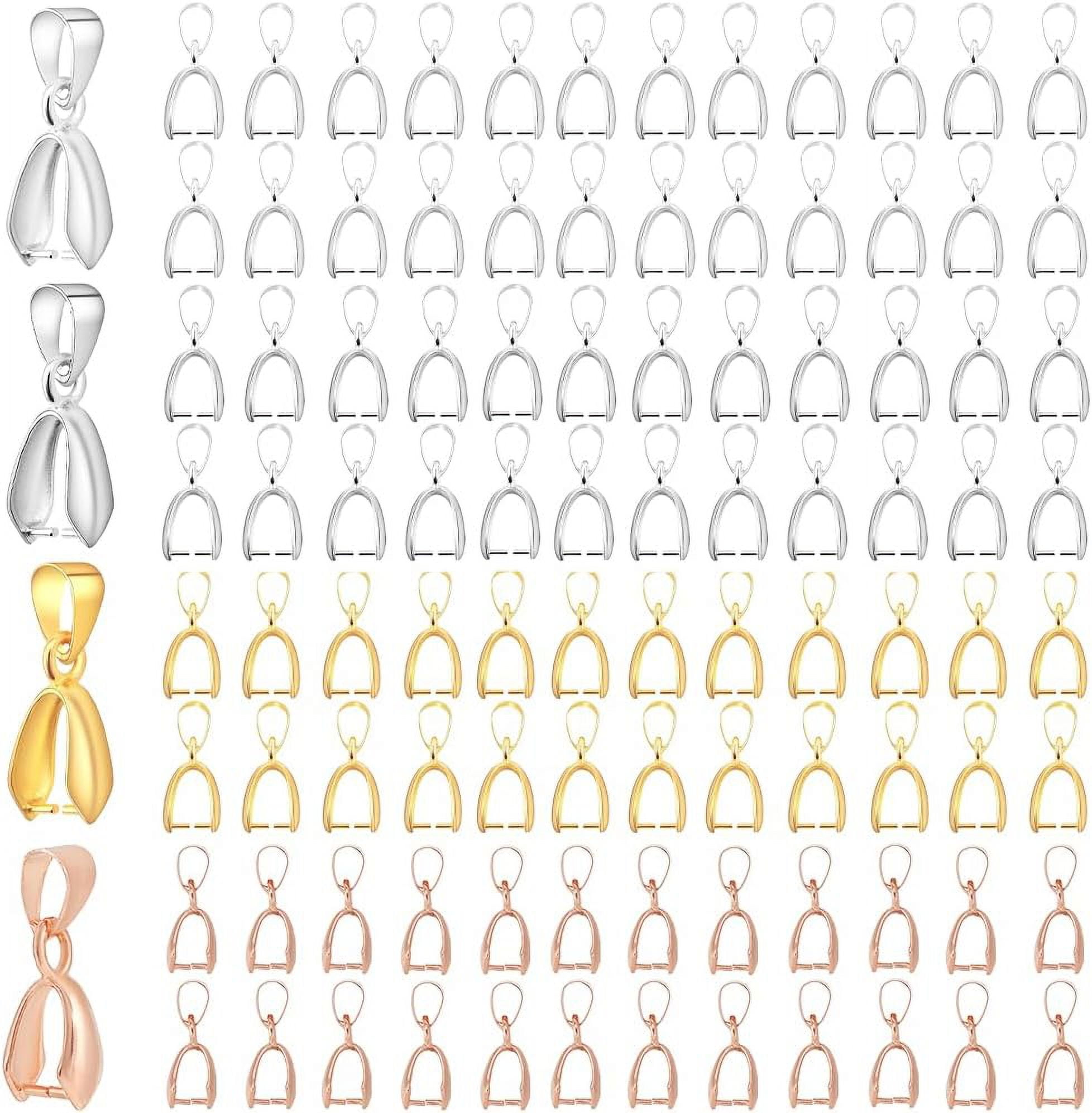 100Pcs 14x7mm 4 Colors Brass Ice Pick Pinch Bails Mixed Color Hole ...