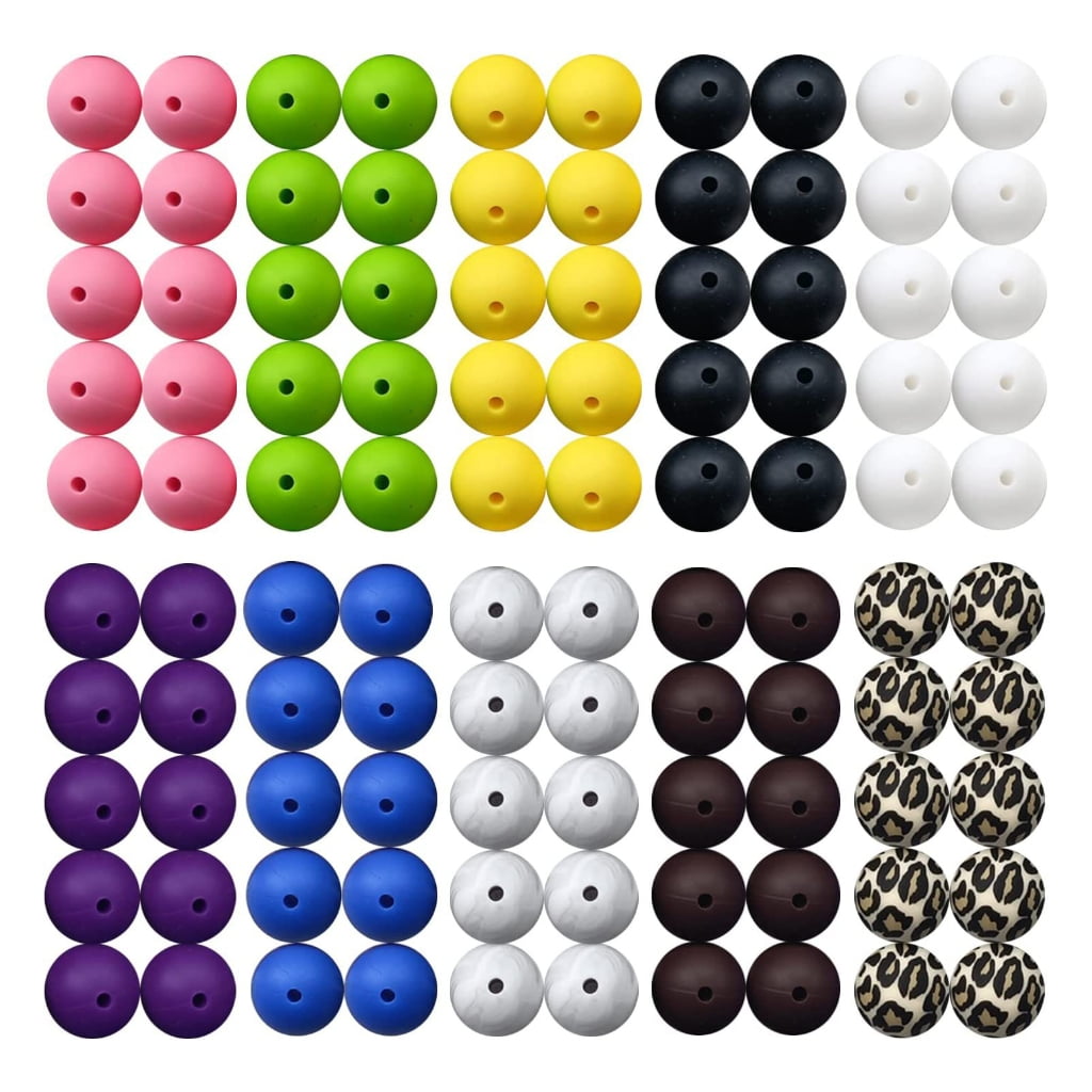 100Pcs 15mm Round Silicone Loose Beads Candy-colored Molar Beads Diy ...