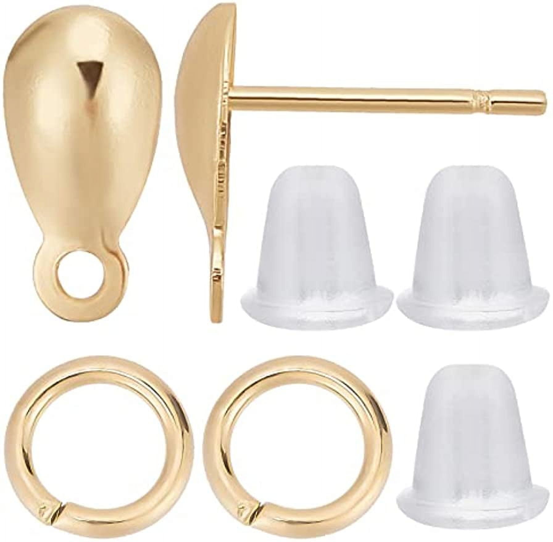 100Pcs 18K Gold Plated Teardrop Stud Earring Posts Stainless Steel ...