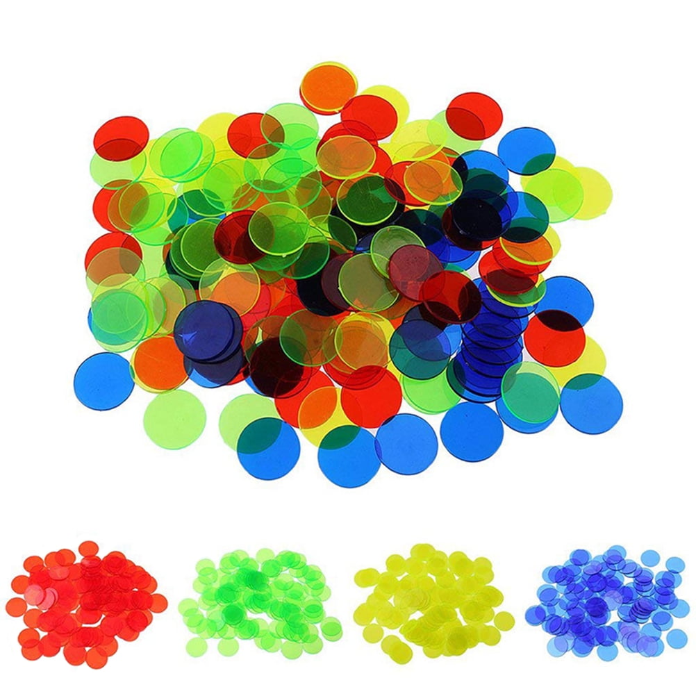 100Pcs 19mm Transparent 4 Color Counters Clear Counting Chips Plastic Markers for Math Poker ...