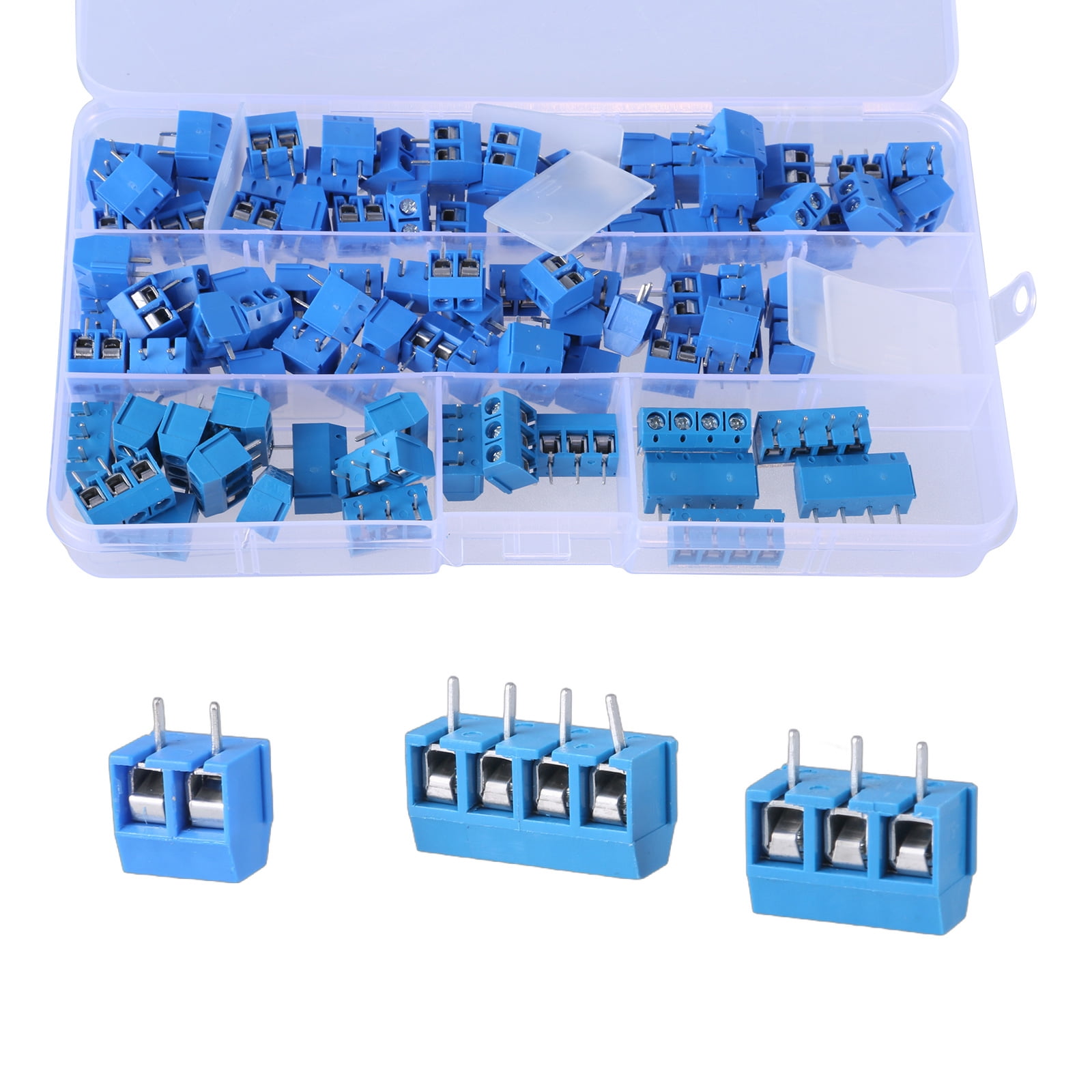 100Pcs 2/3/4Pin PCB Screw Terminals Block Connectors 5mm Pitches PCB ...