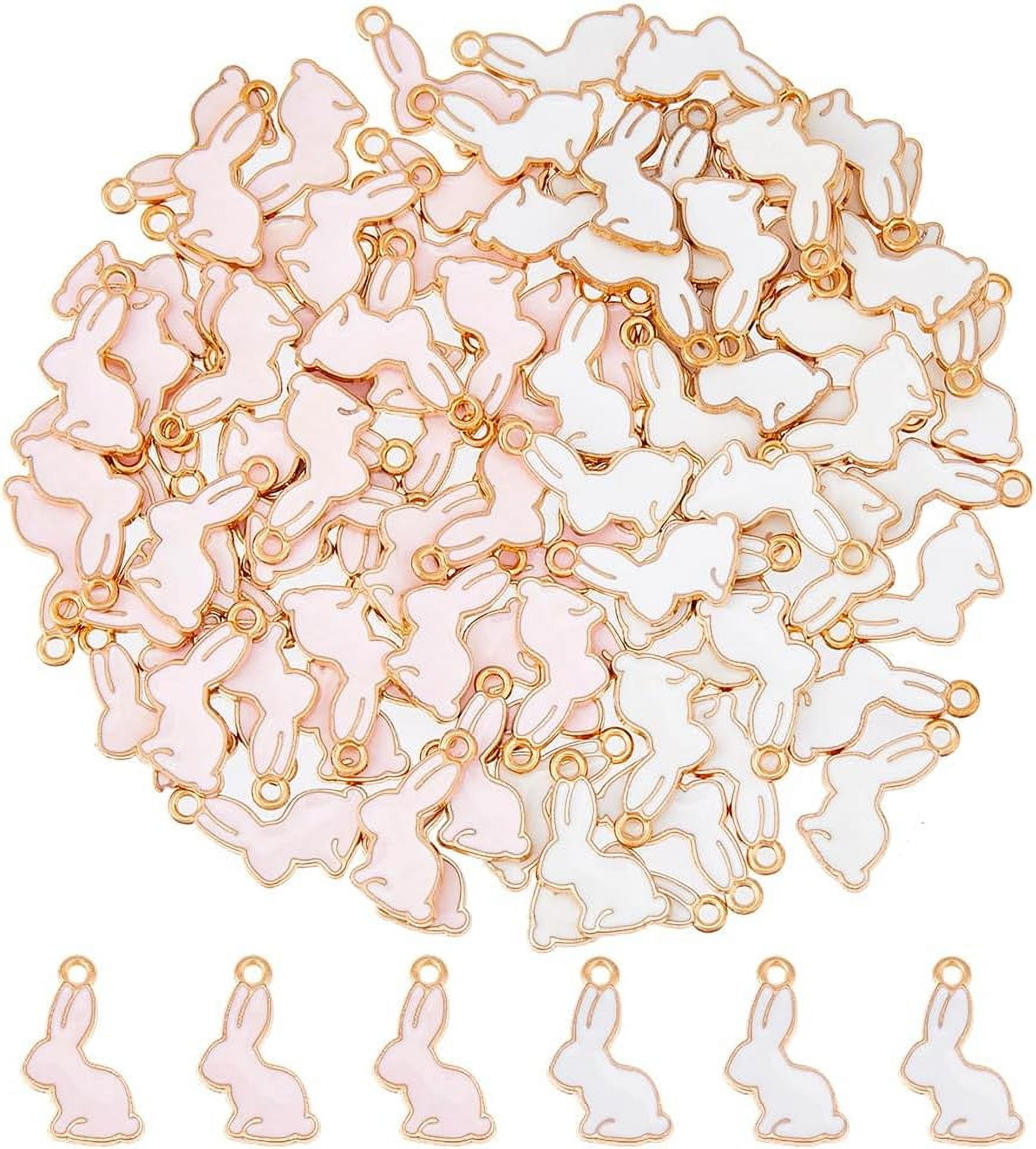 100Pcs 2 Colors Easter Bunny Charms Enamel Rabbit Charms Alloy Rabbit ...