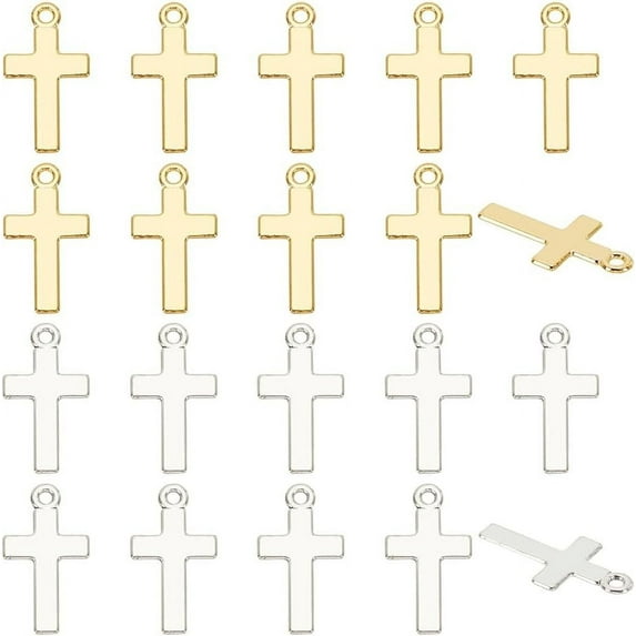 100Pcs 2 Colors Mini Charm Gold Silver Crucifix Charms Metal Dangle ...
