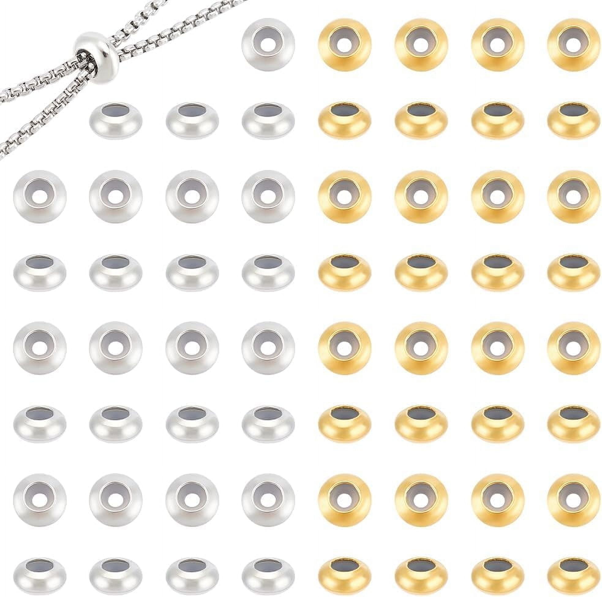 100Pcs 2 Colors Stopper Beads Slider Beads 8mm Rubber Beads Spacer ...