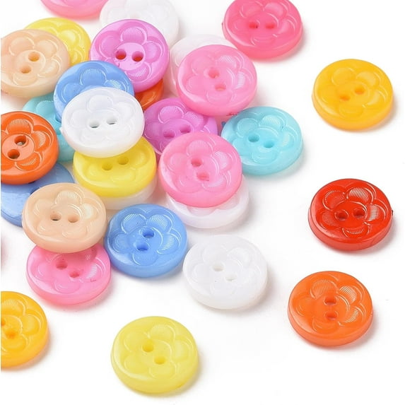 100Pcs 2-Hole Acrylic Sewing Buttons for Clothes Design Plastic Buttons ...