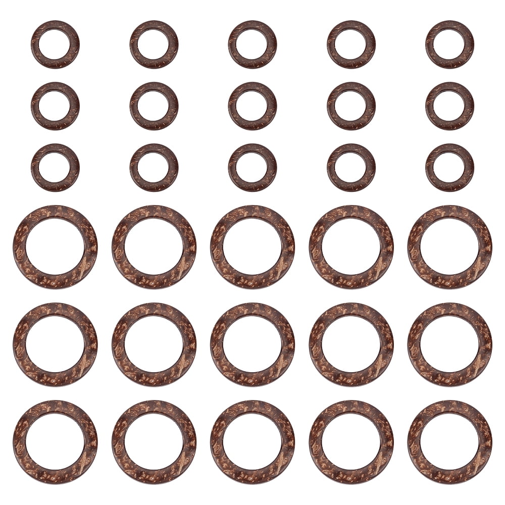 100Pcs 2 Style Dyed Wood Jewelry Findings Coconut Linking Rings Round ...