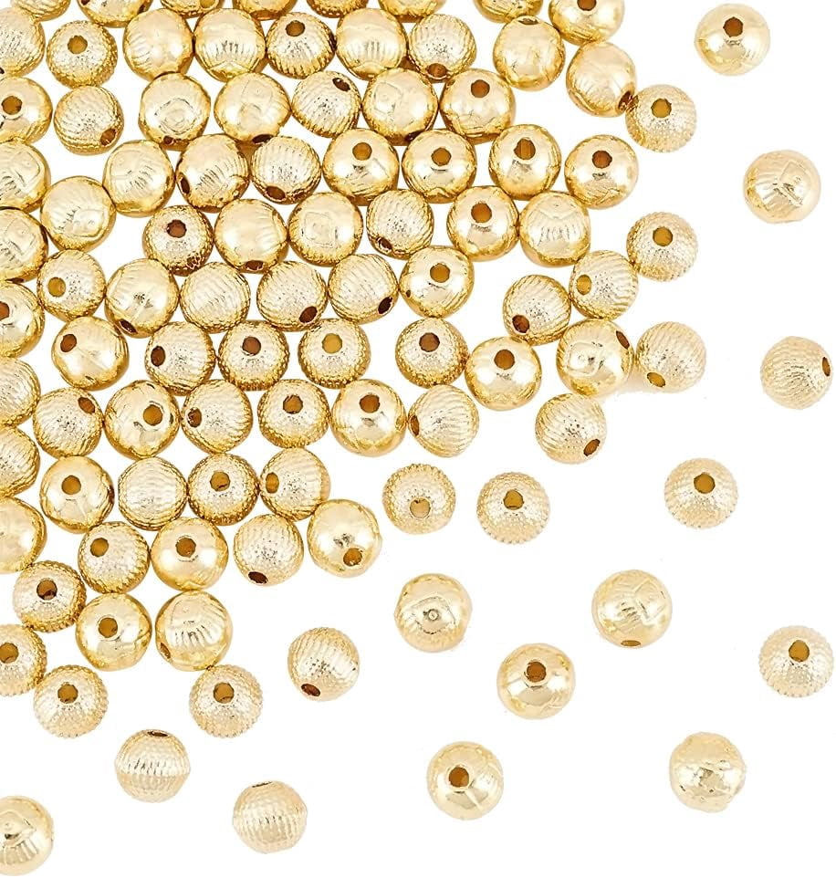 100Pcs 2 Styles Crackle Round Spacer Bead 6mm Disco Ball Beads Smooth ...
