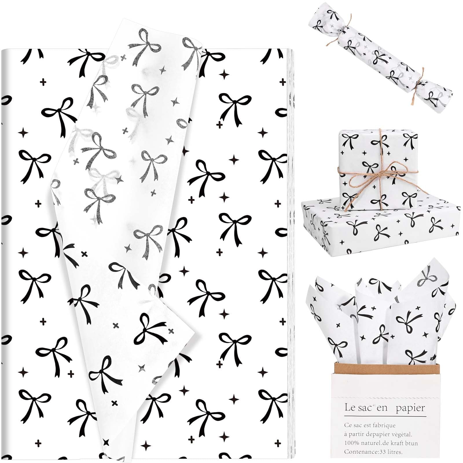 100Pcs 20 * 14 HMF23 Inches Bow Tissue Paper for Gift Wrapping Black ...