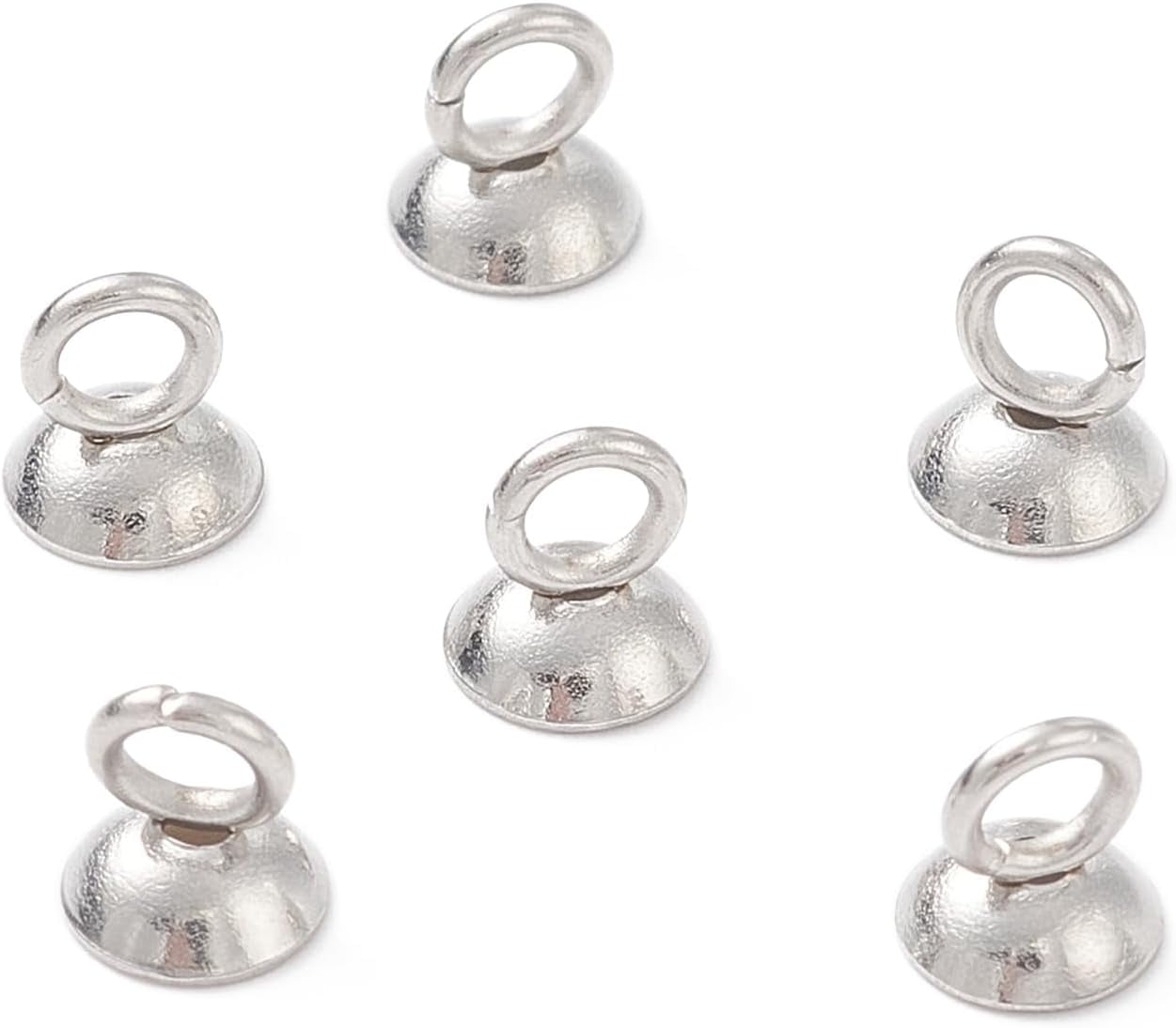 100Pcs 201 Stainless Steel Bead Cap Pendant Bails Stainless Steel Color ...