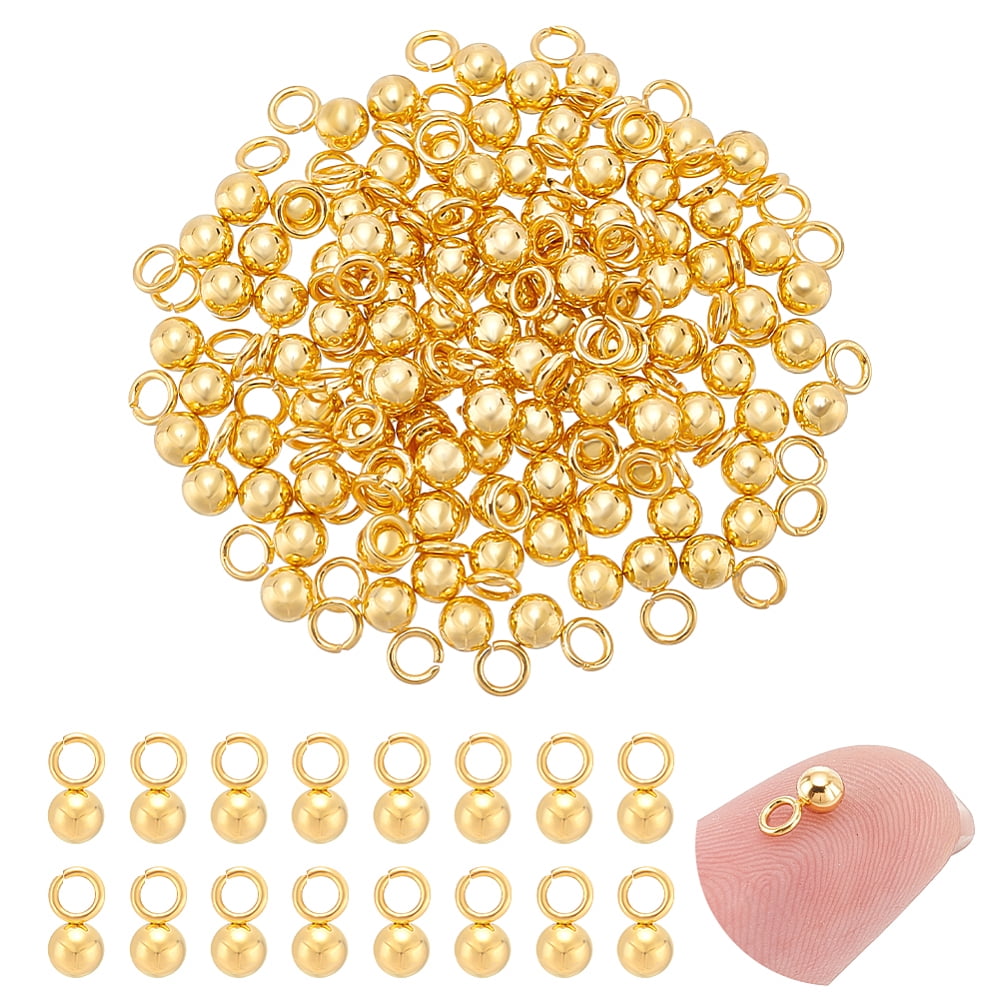 100Pcs 201 Stainless Steel Charms Ball Charm Real 18K Gold Plated 6x3mm ...