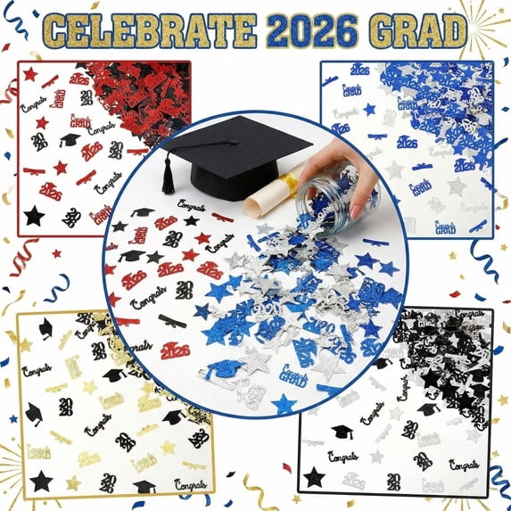 100Pcs 2026 Graduation Table Confetti Red Graduation Confetti for Table ...