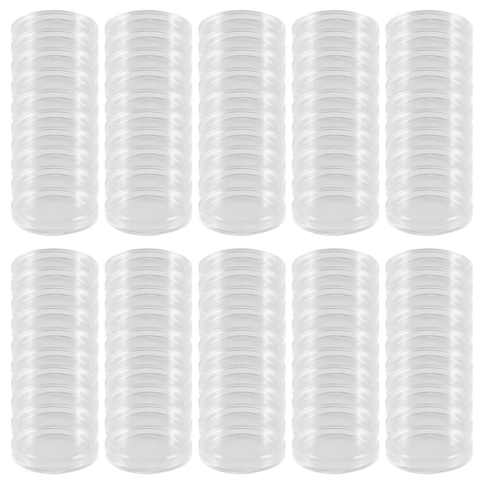 100Pcs 21mm Round Clear Plastic Coin Holder Capsules Box Storage Clear ...