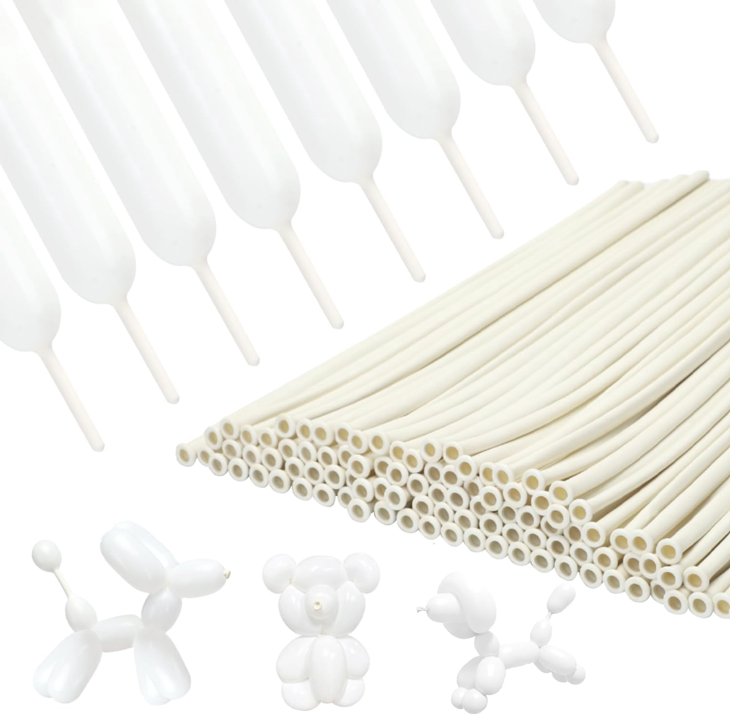 100Pcs 260 Balloons White Twisting Animal Balloons Thickening Latex ...