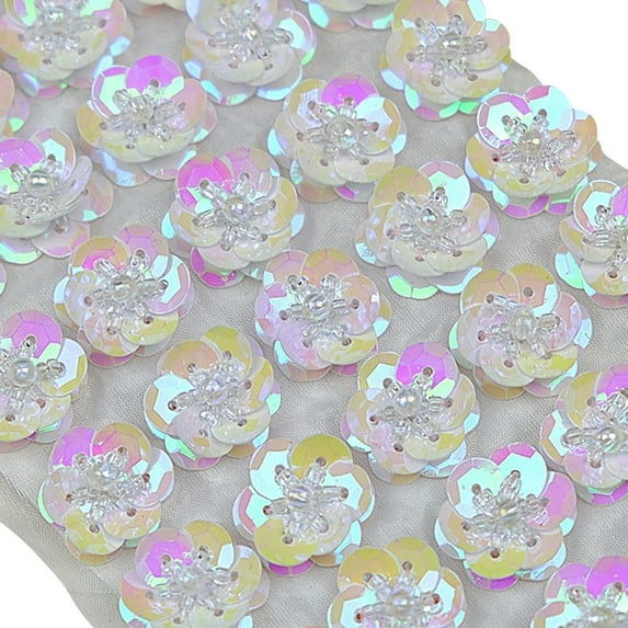 100Pcs 2Cm Sequin Flowers Handmade Sewing Flat Back Patches, Diy Craft Wedding Shoes Bags ...