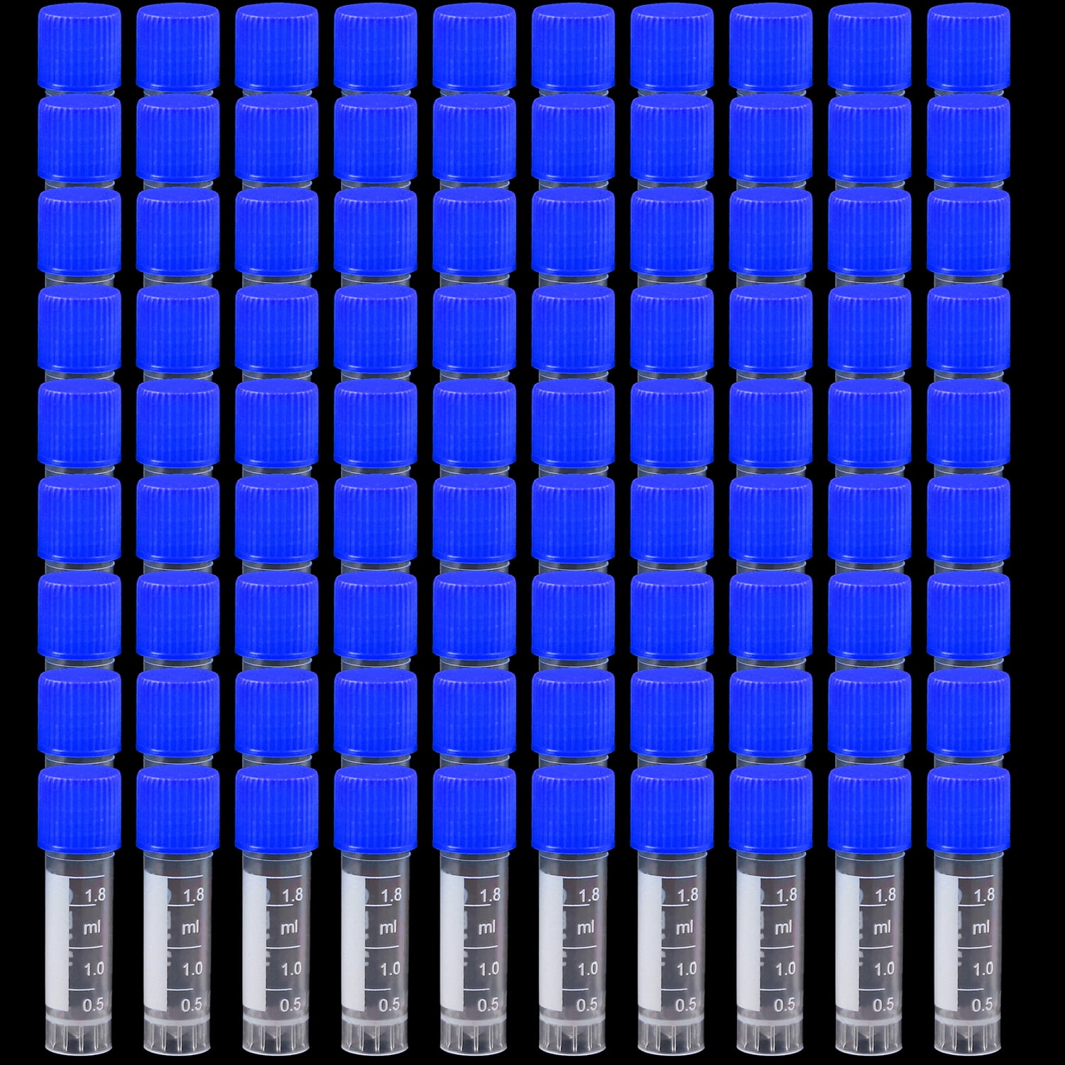 100Pcs 2ml Blue Lab Plastic Frost Test Tubes Vial Seal Cap, Graduated ...