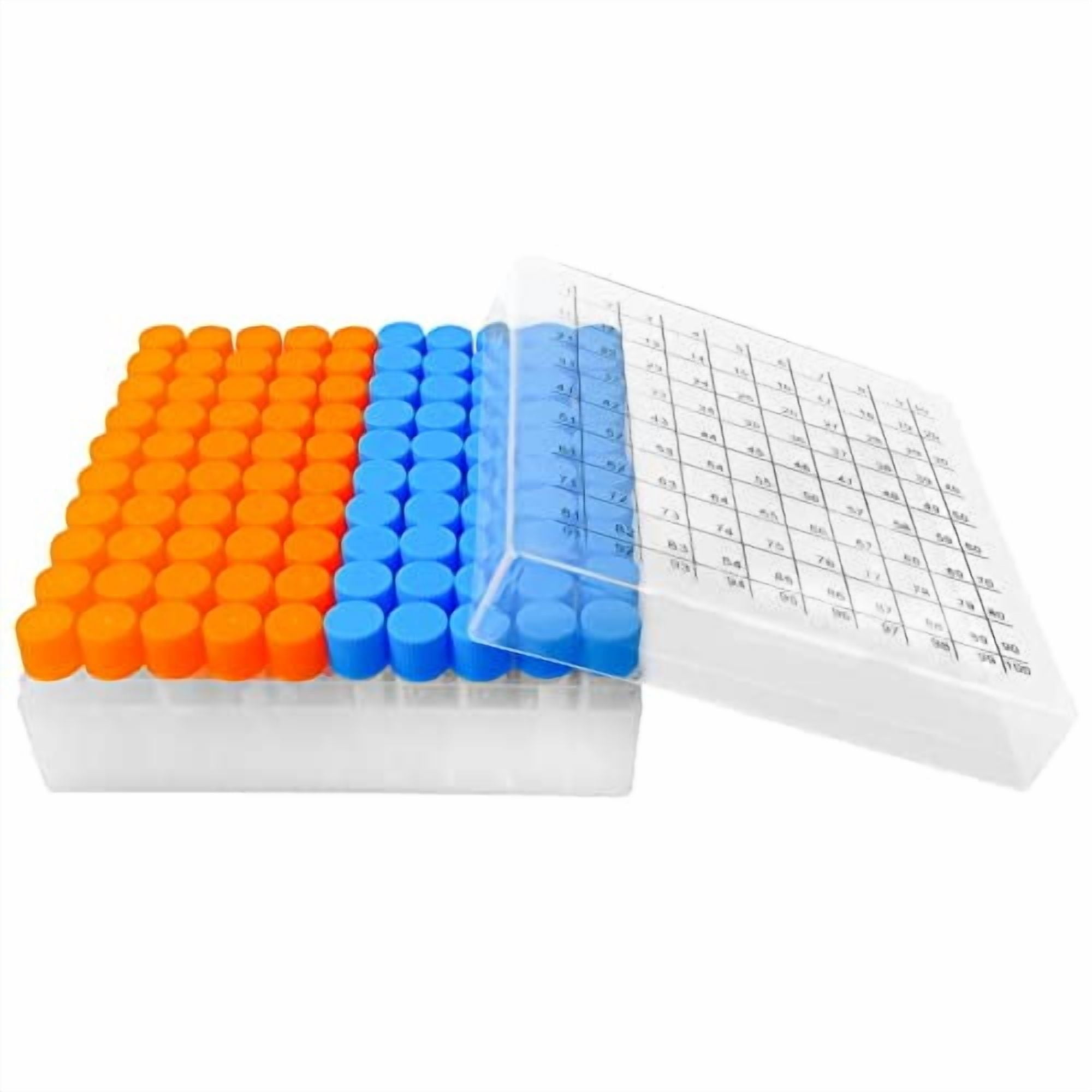 100Pcs 2ml Cryo Tubes Plastic Small Vials with Caps Graduated Plastic ...