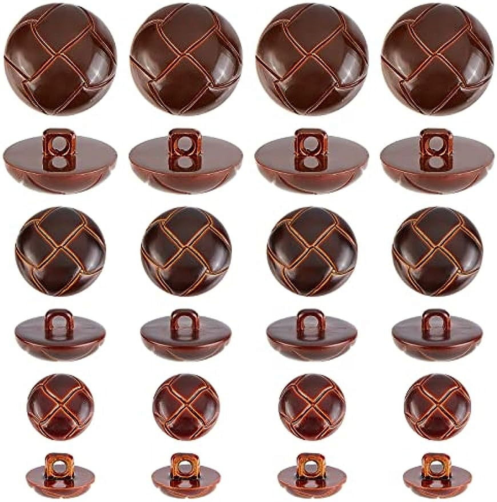 100Pcs 3 Size 1-Hole Plastic Buttons Round Brown Plastic Imitation ...