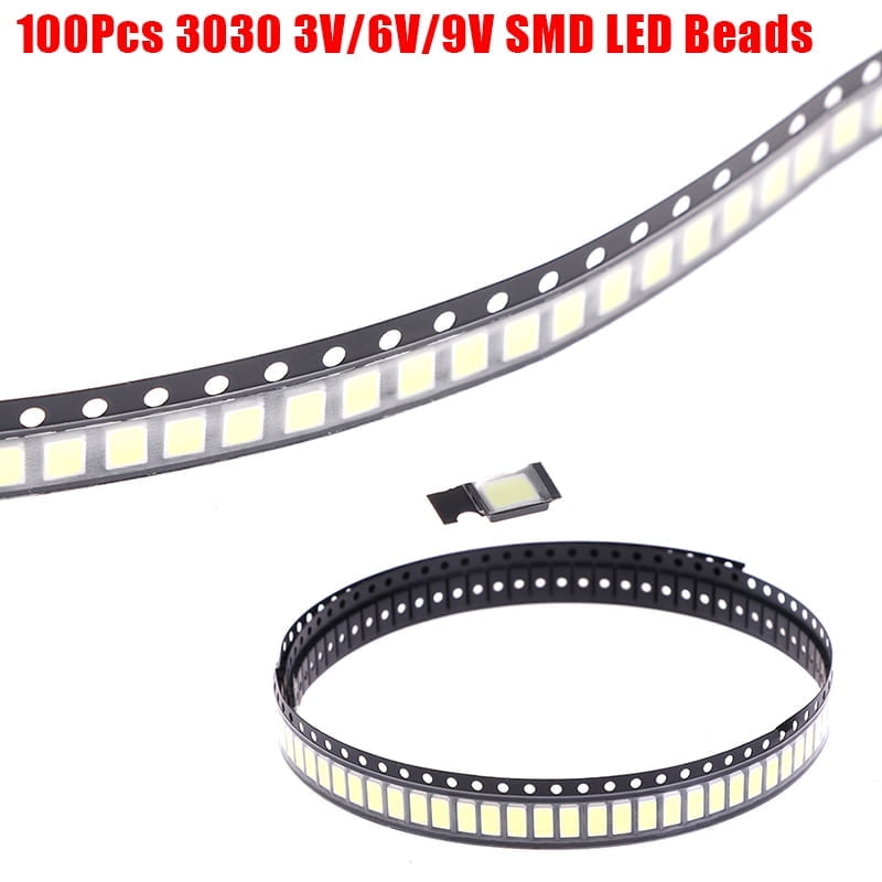100Pcs 3030 SMD LED Beads 1W 3V/6V/9V Cold White Light For TV LED ...