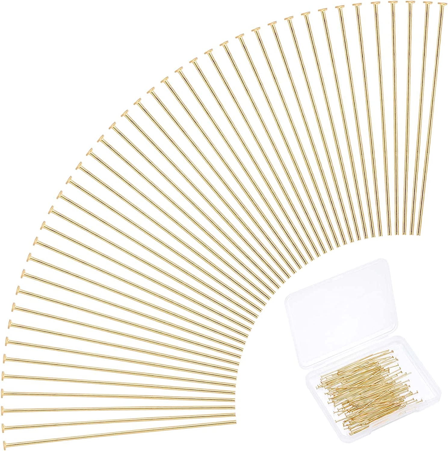 100Pcs 304 Stainless Steel Flat Head Pins Real 24K Gold Plated 35x0.6mm ...