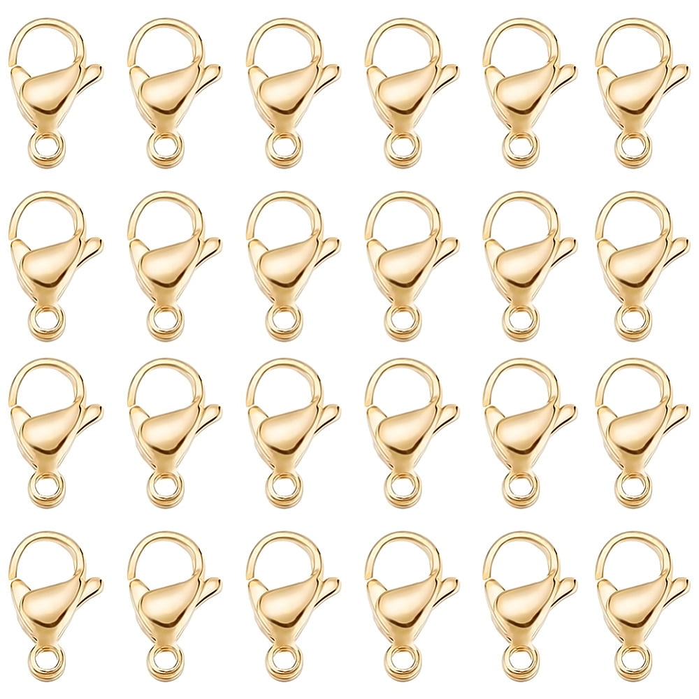 100Pcs 304 Stainless Steel Lobster Claw Clasps 10x6x3mm 24K Gold Plated ...