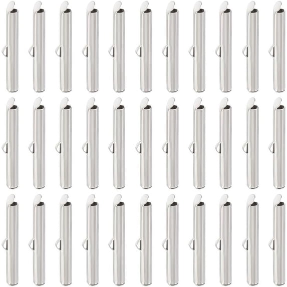 100Pcs 304 Stainless Steel Slide On End Clasp Tubes Slider End Caps 3mm ...