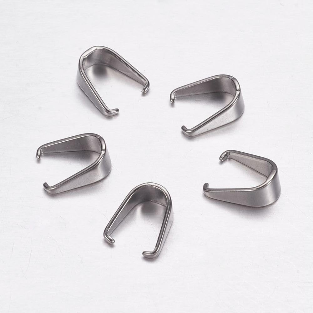 100Pcs 304 Stainless Steel Snap on Bails 9x7.5x4mm Clasp Connectors ...