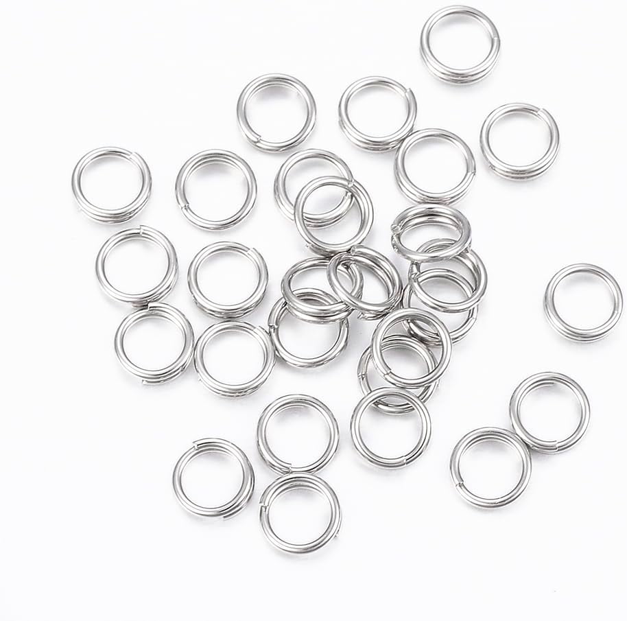 100Pcs 304 Stainless Steel Split Rings Double Loops Jump Rings Stainless Steel Color Metal Ring ...