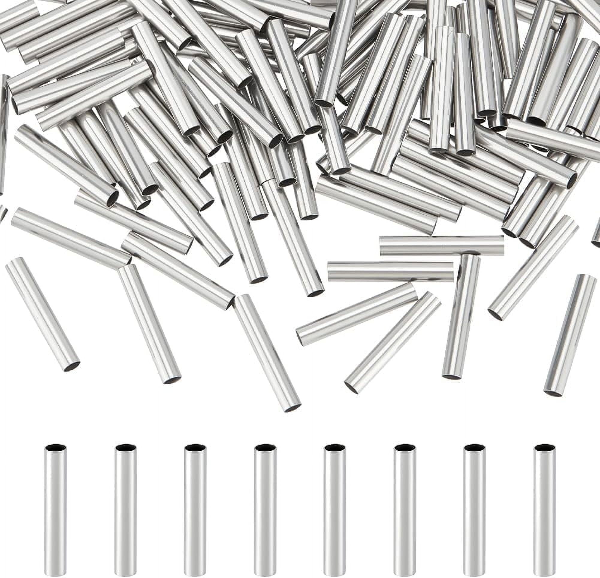 100Pcs 304 Stainless Steel Tube Beads 15mm Long Connector Loose Beads ...