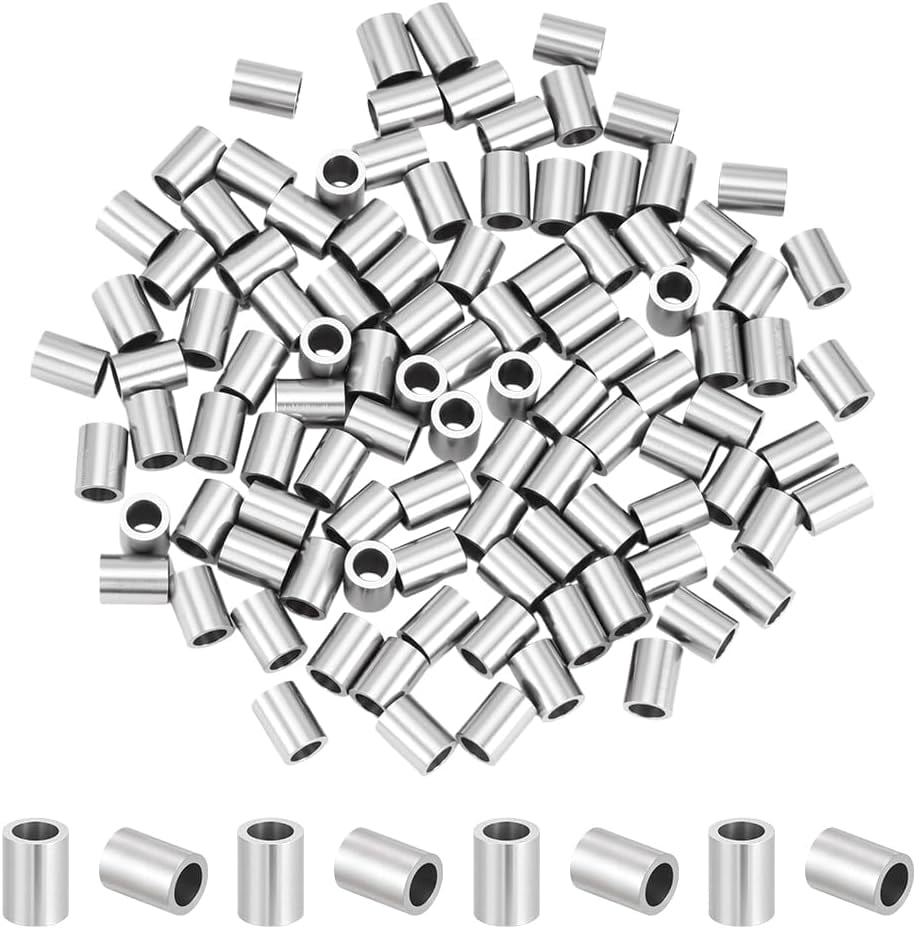 100Pcs 304 Stainless Steel Tube Beads Metal Straight Long Beads Smooth ...