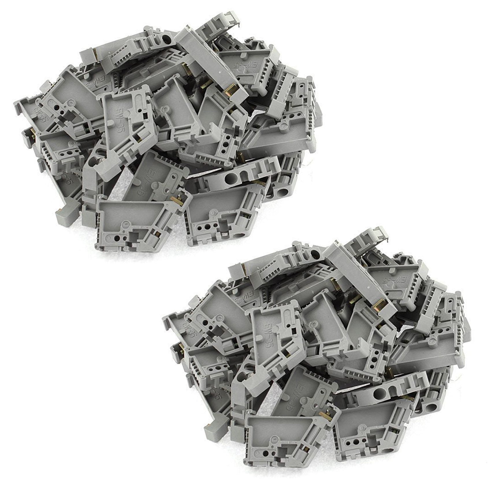100Pcs 35mm DIN Rail Terminal Block End Stopper Mounting Clips ...