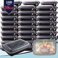 100Pcs 38oz Rectangular Meal Prep Containers, 50 Boxes with 50 Lids ...