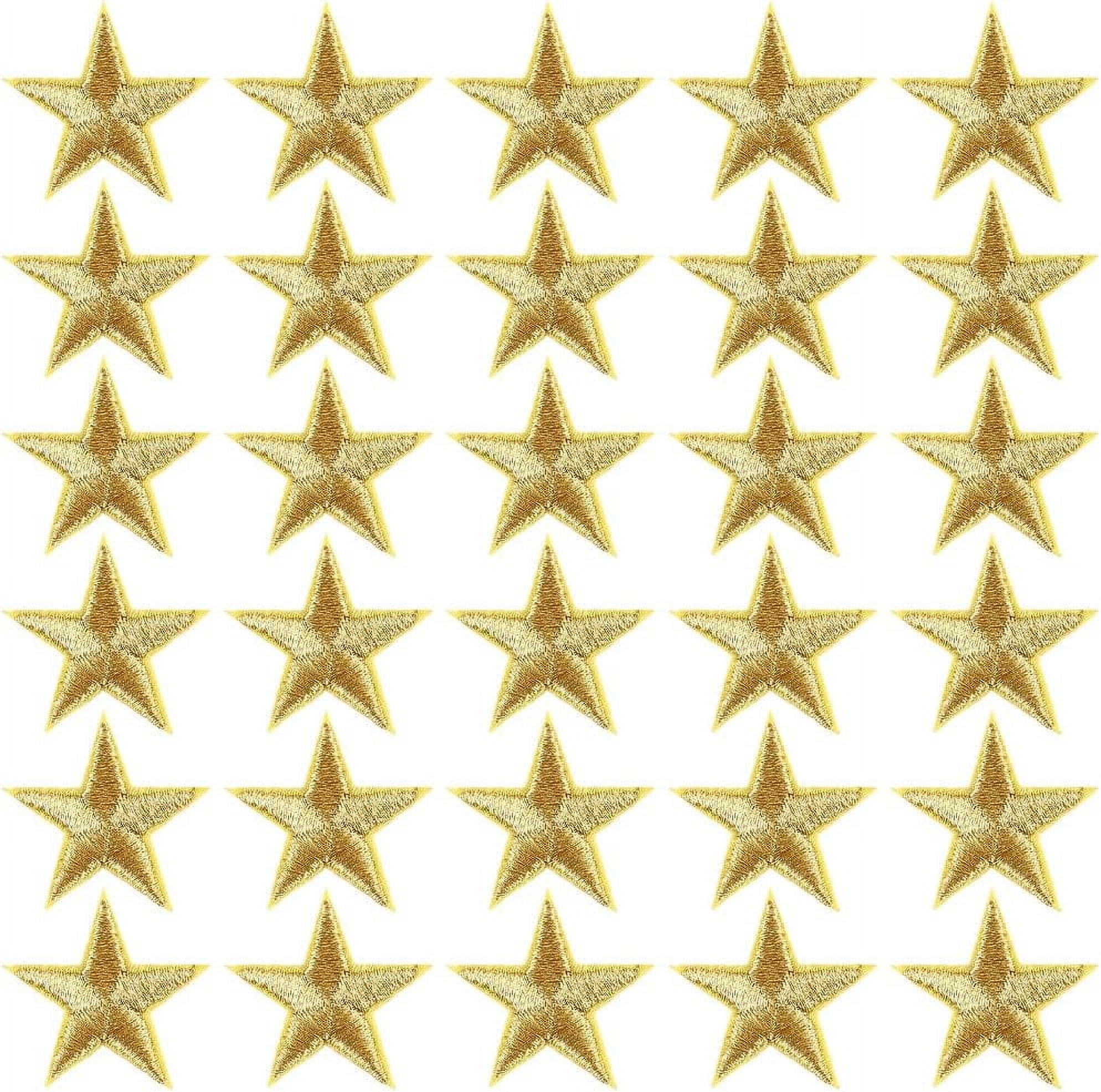 100Pcs 3CM Gold 5 Star Embroidered Patches Small Pentagram Iron on ...