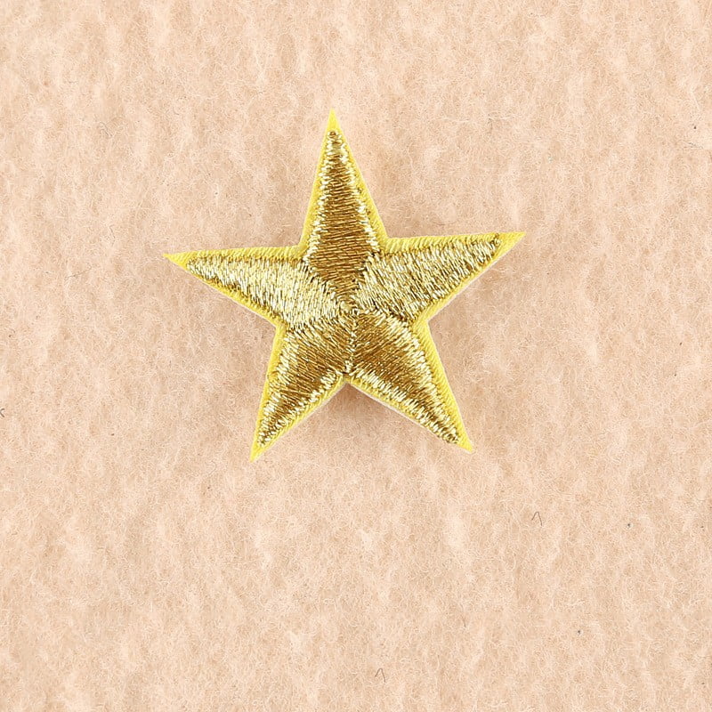 100Pcs 3CM Gold 5 Star Embroidered Patches Small Pentagram Iron on ...