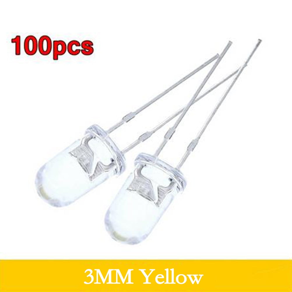 100Pcs 3Mm Bright LED Bulbs Transparent Round Diode Lights Red Blue ...