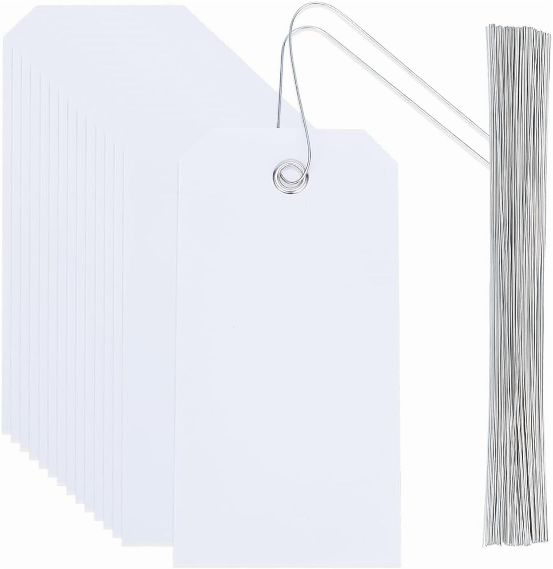 100Pcs 4.7 x 2.4 Inch White Plastic Tags with Wire Waterproof Shipping ...