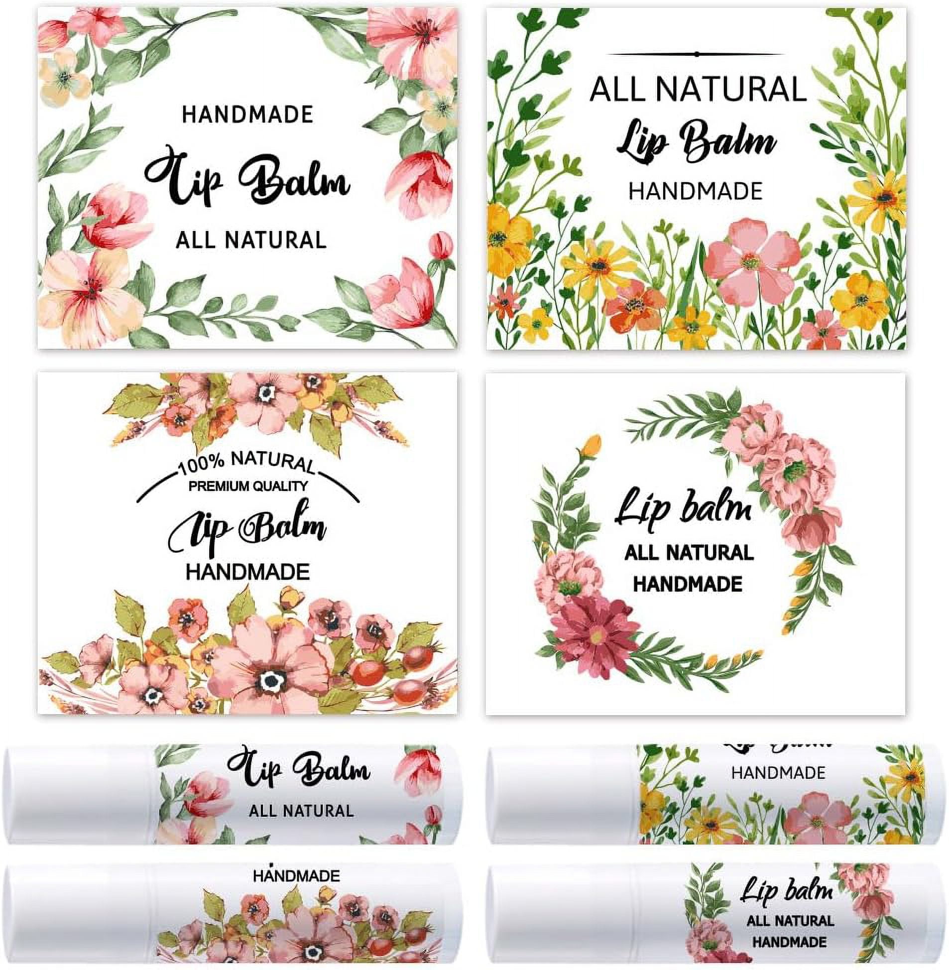 100Pcs 4 Styles Lipstick Tag Stickers Plant Lip Balm Label Sticker 2 ...