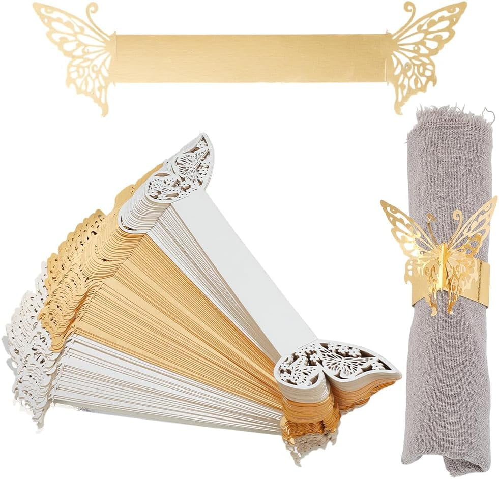 100Pcs 4 Styles Metallic Paper Napkin Rings for Canteen Table ...